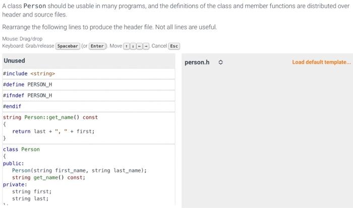 Solved A class Person should be usable in many programs, and | Chegg.com