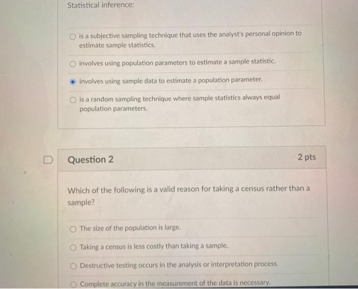Solved Statistical inference: is a subjective sampling | Chegg.com