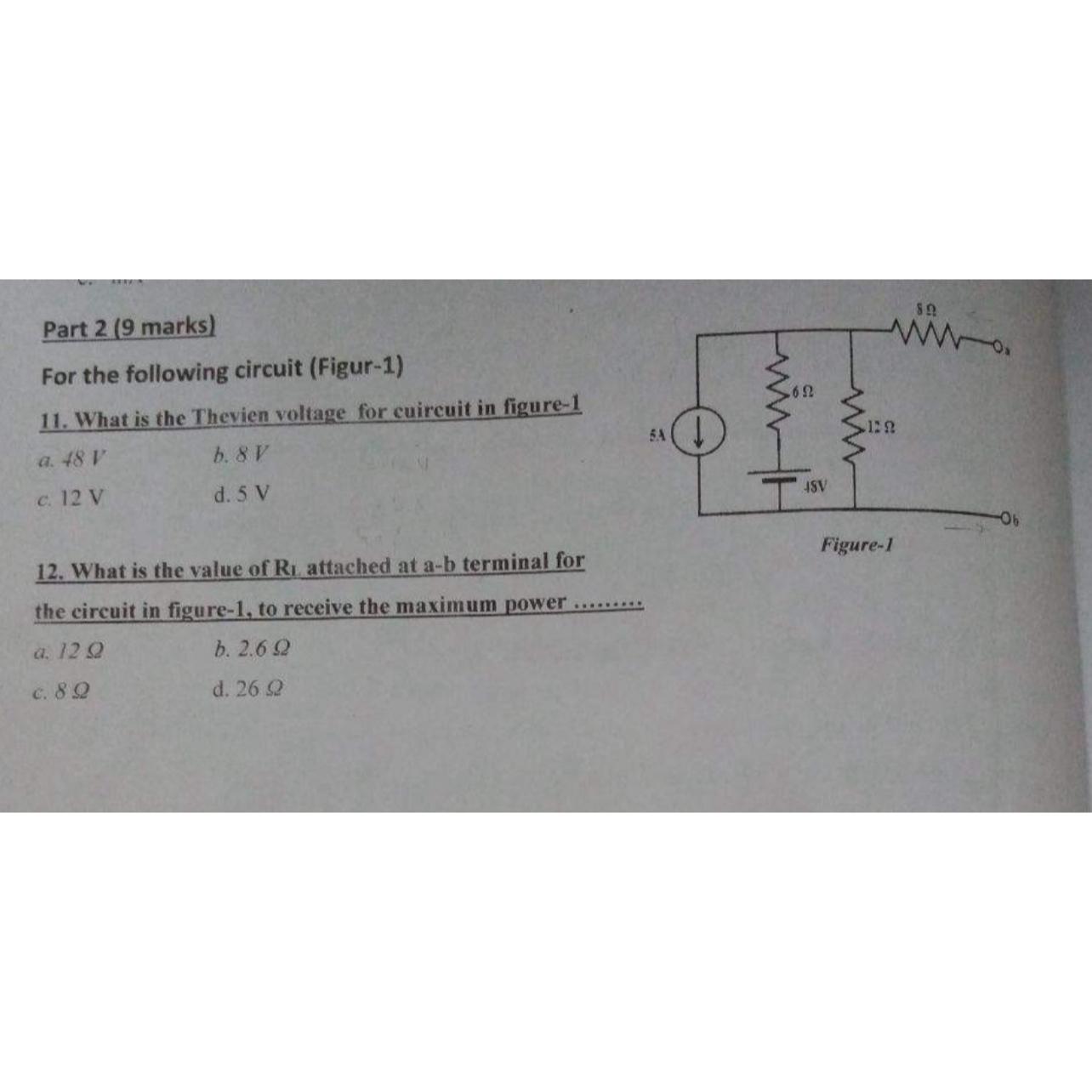 Solved Part 2 (9 ﻿marks)For the following circuit | Chegg.com