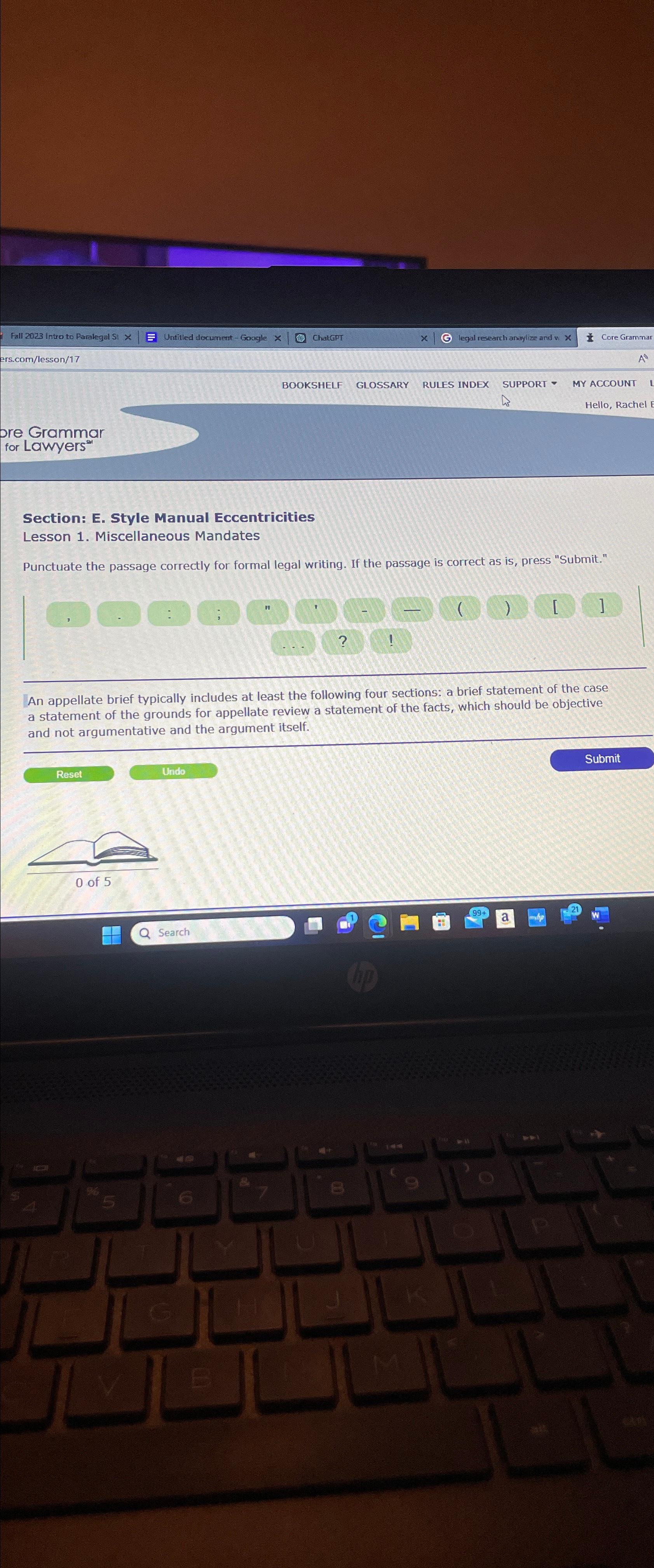 Solved Section: E. ﻿Style Manual Eccentricities Lesson 1. | Chegg.com