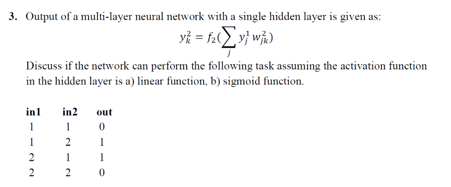 Solved Output of a multi-layer neural network with a single | Chegg.com