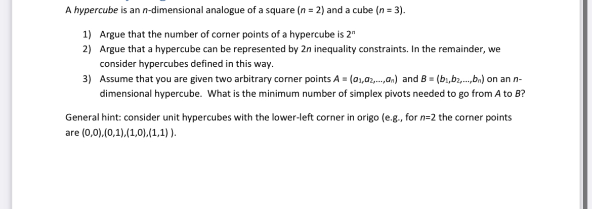 Solved A hypercube is an n-dimensional analogue of a square | Chegg.com