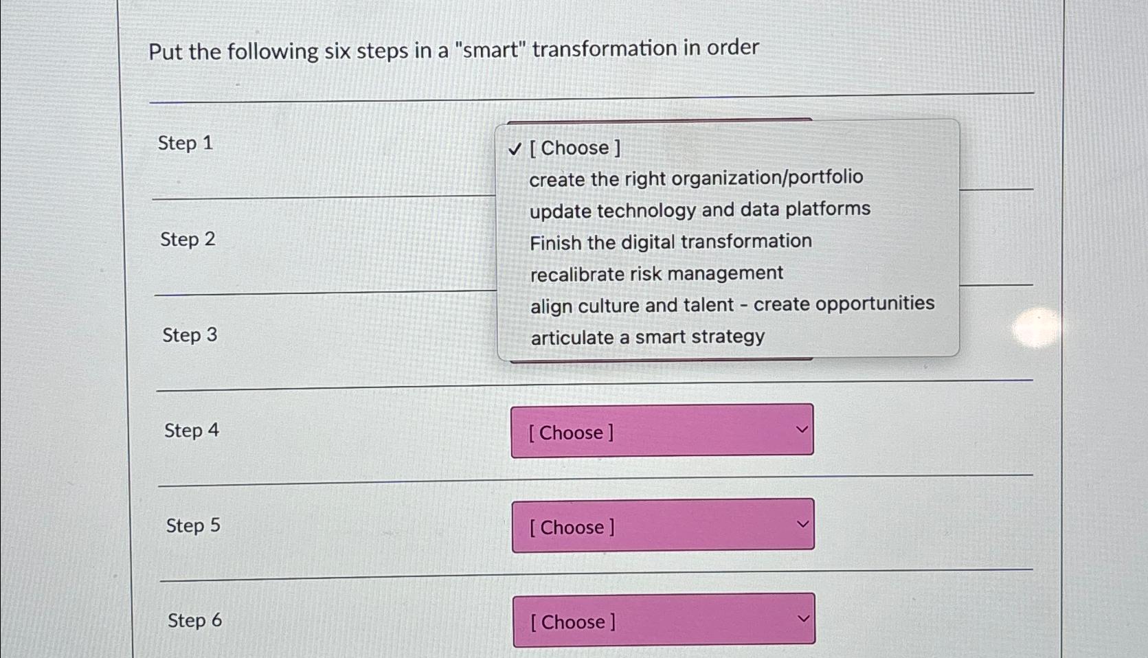 Solved Put the following six steps in a "smart" | Chegg.com