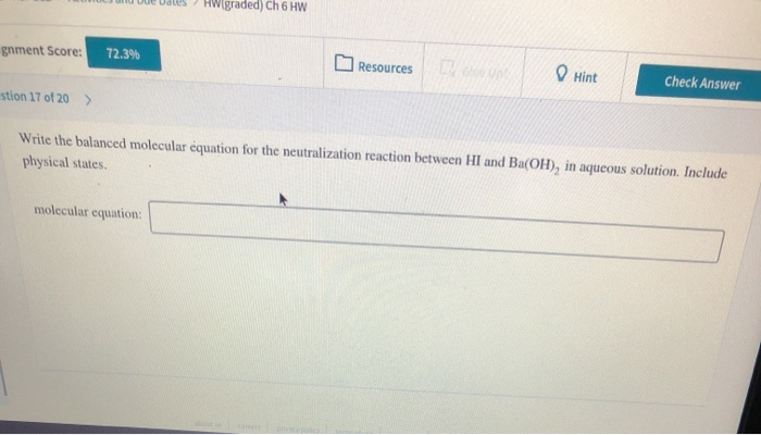 Solved HW graded) Ch 6 HW gnment Score: 72.3% Resources TUM | Chegg.com Solved HW graded) Ch 6 HW gnment Score: 72.3% Resources TUM | Chegg.com