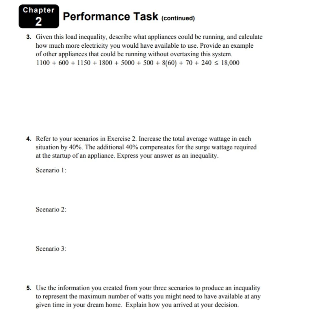 Solved Performance Task (continued) 3. Given this load | Chegg.com