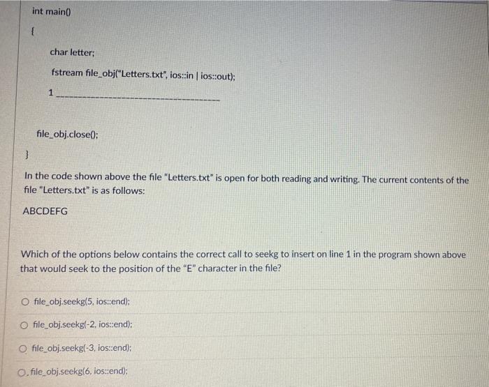 Solved int maino { char letter; fstream | Chegg.com