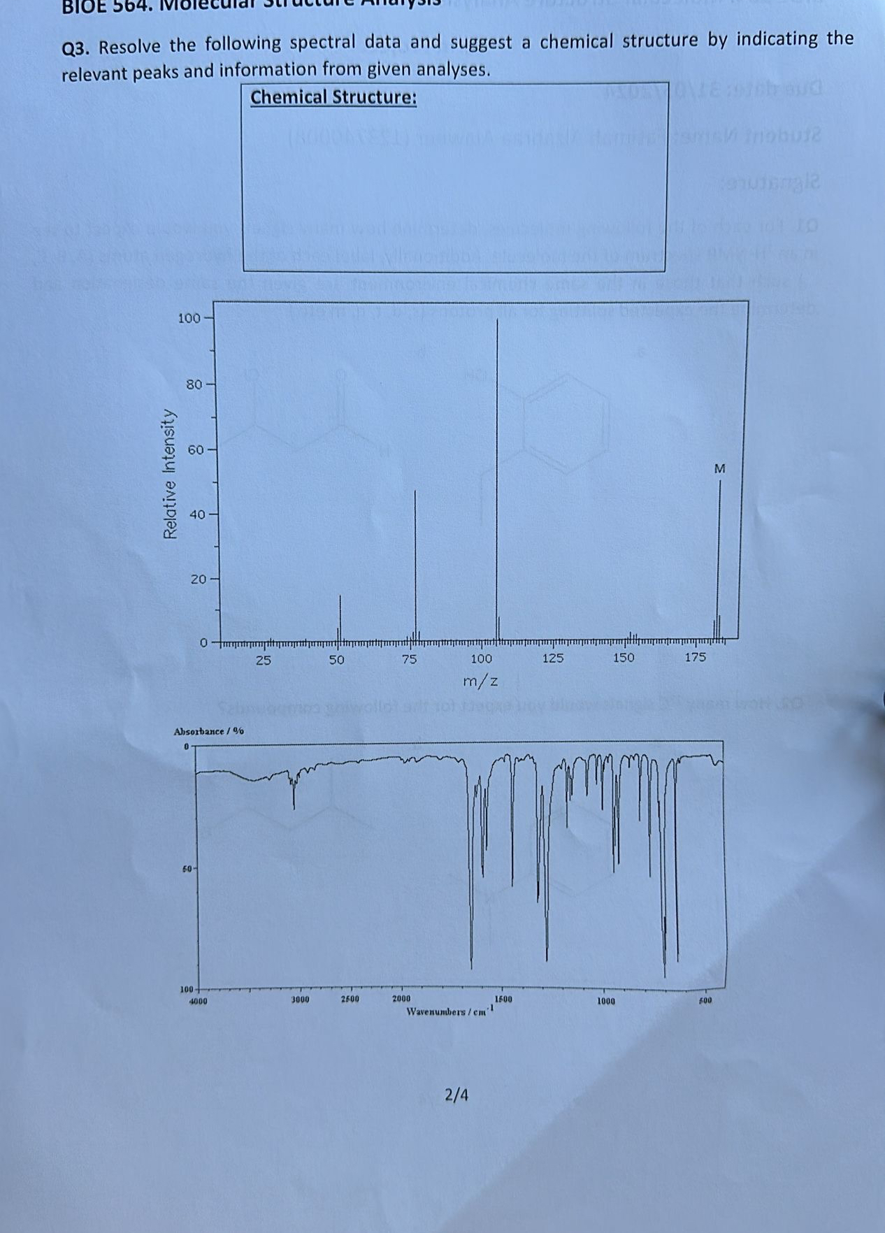Solved Q3. ﻿Resolve the following spectral data and suggest | Chegg.com