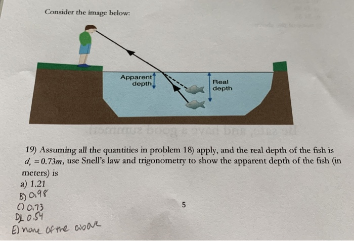Solved Consider the image below: Apparent depth Real depth | Chegg.com