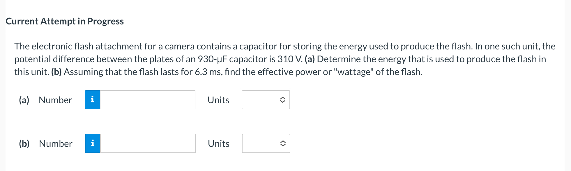 Solved Current Attempt in ProgressThe electronic flash | Chegg.com