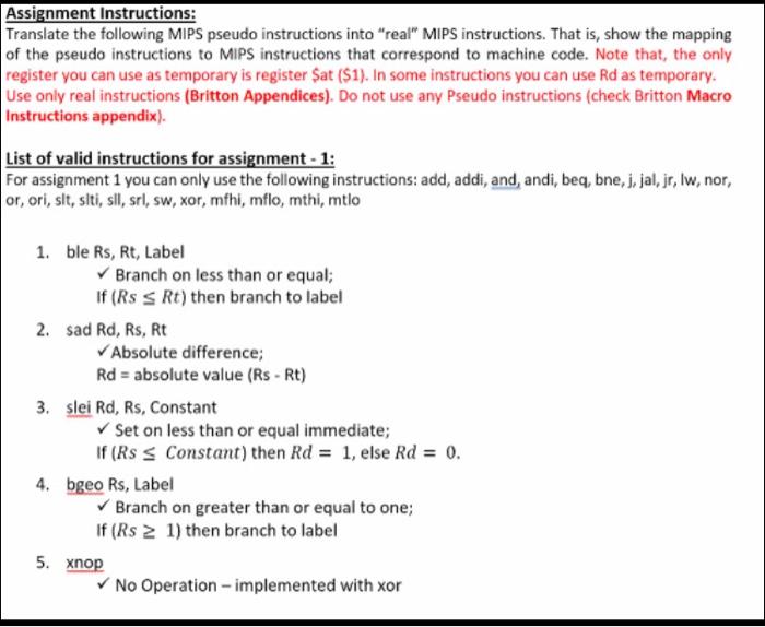 Solved Assignment Instructions: Translate the following MIPS | Chegg.com Solved Assignment Instructions: Translate the following MIPS | Chegg.com
