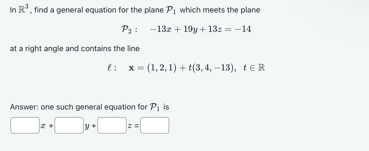 In R3, ﻿find a general equation for the plane P1 | Chegg.com