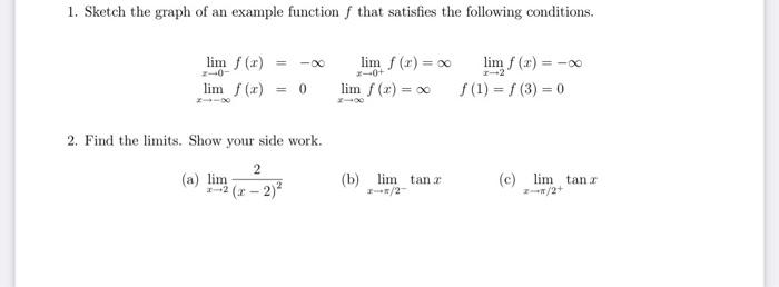 Solved 1. Sketch the graph of an example function f that | Chegg.com