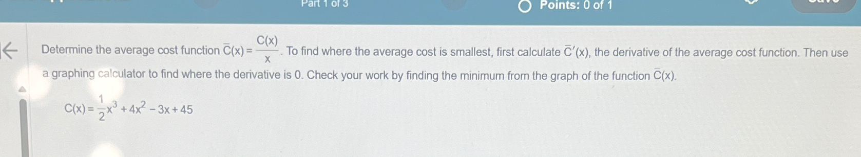 Solved Determine the average cost function | Chegg.com