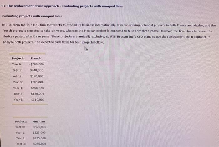 Solved 13. The replacement chain approach - Evaluating | Chegg.com