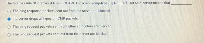 Solved The Iptables rule *# iptables -t filter - OUTPUT -p | Chegg.com
