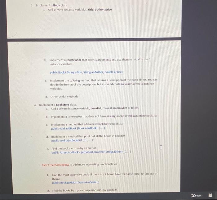 Solved 3. Implement a Book class 7. Add private instance | Chegg.com