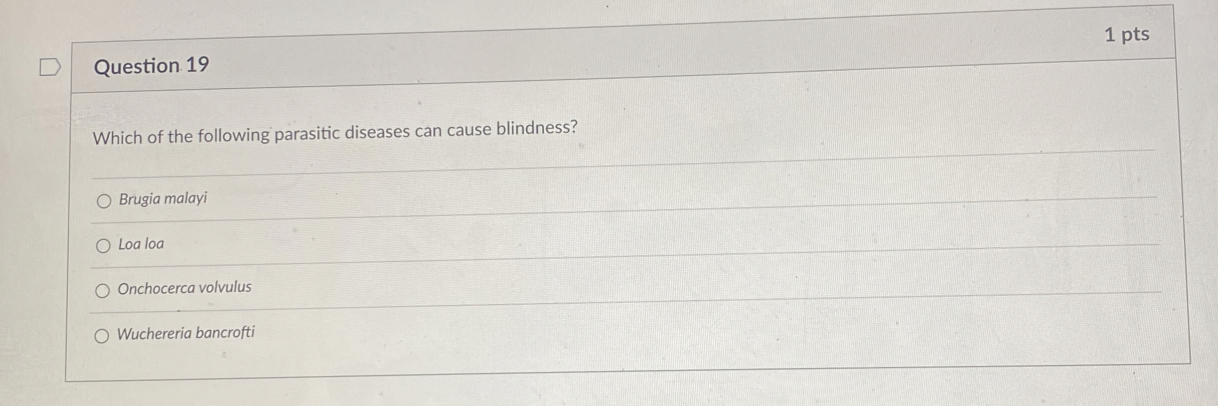 Solved Question 191 ﻿ptsWhich of the following parasitic | Chegg.com