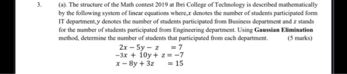 Solved 3. (a). The structure of the Math contest 2019 at | Chegg.com