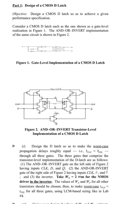 Part 1: Design of a CMOS D Latch Objective: Design a | Chegg.com
