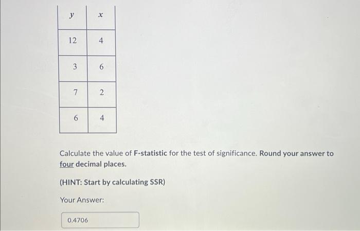 Solved Calculate the value of F-statistic for the test of | Chegg.com