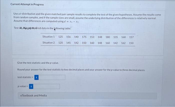 Solved Use a t-distribution and the given matched pair | Chegg.com