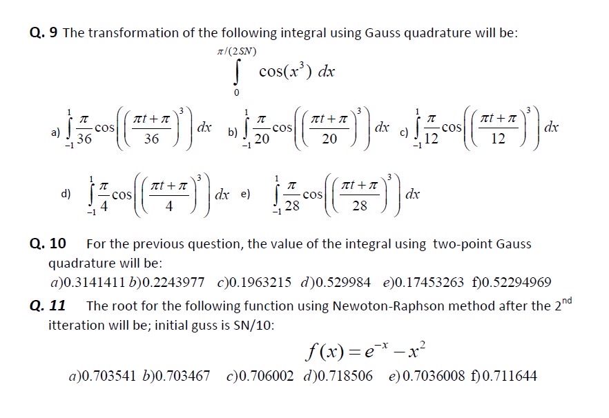 Solved Using the SN=9 ﻿solve please | Chegg.com