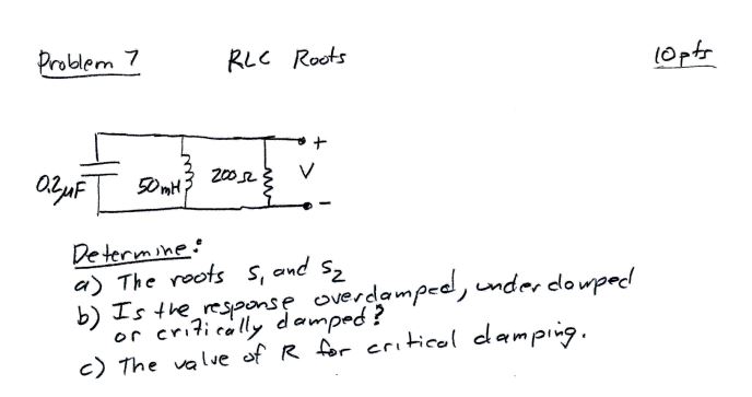 Solved Problem 7 ﻿RLC Roots Determine: a) ﻿The roots \( | Chegg.com