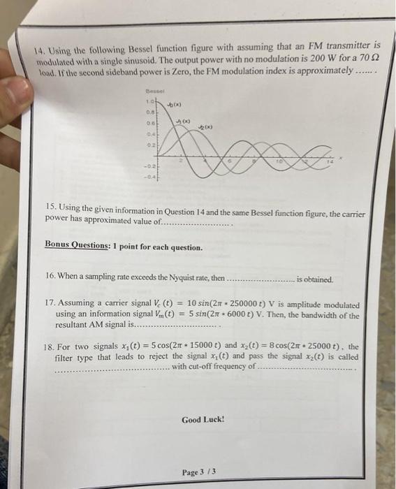 Solved 14. Using the following Bessel function figure with | Chegg.com