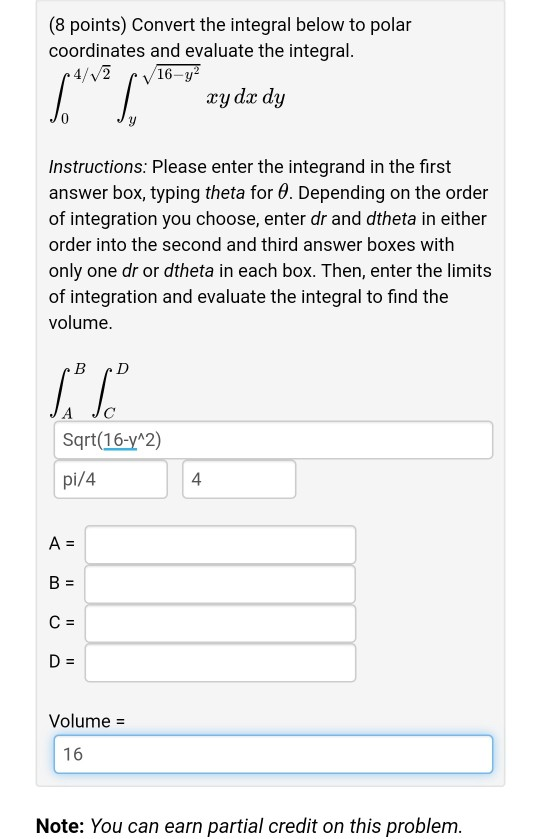 Solved (8 points) Convert the integral below to polar | Chegg.com