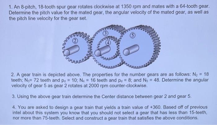 Solved 1. An 8-pitch, 18-tooth spur gear rotates clockwise | Chegg.com