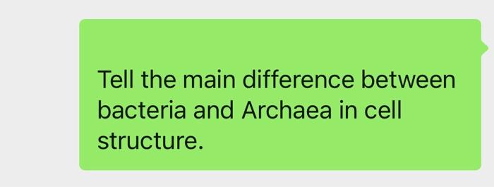 Solved Tell the main difference between bacteria and Archaea | Chegg.com