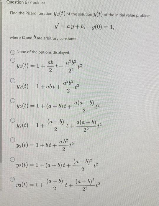 Solved Find the Picard iteration y2(t) of the solution y(t) | Chegg.com Solved Find the Picard iteration y2(t) of the solution y(t) | Chegg.com