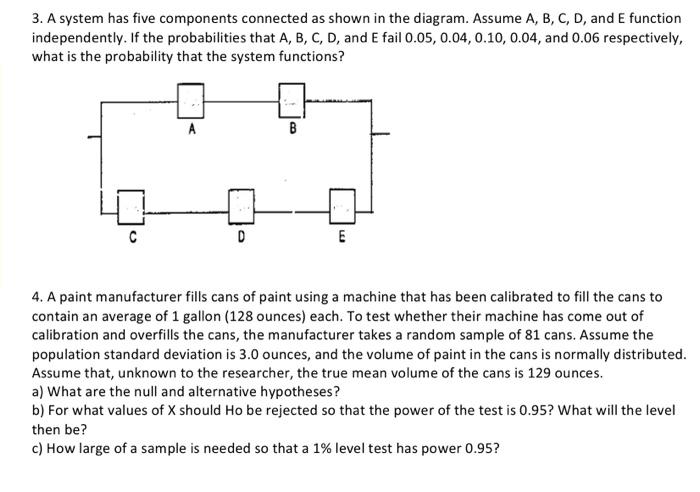 Solved 3. A system has five components connected as shown in | Chegg.com
