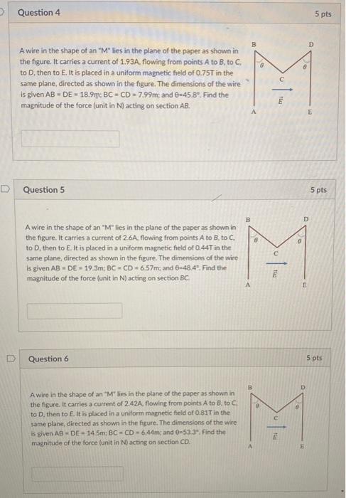 Solved A wire in the shape of an " M " lies in the plane of | Chegg.com