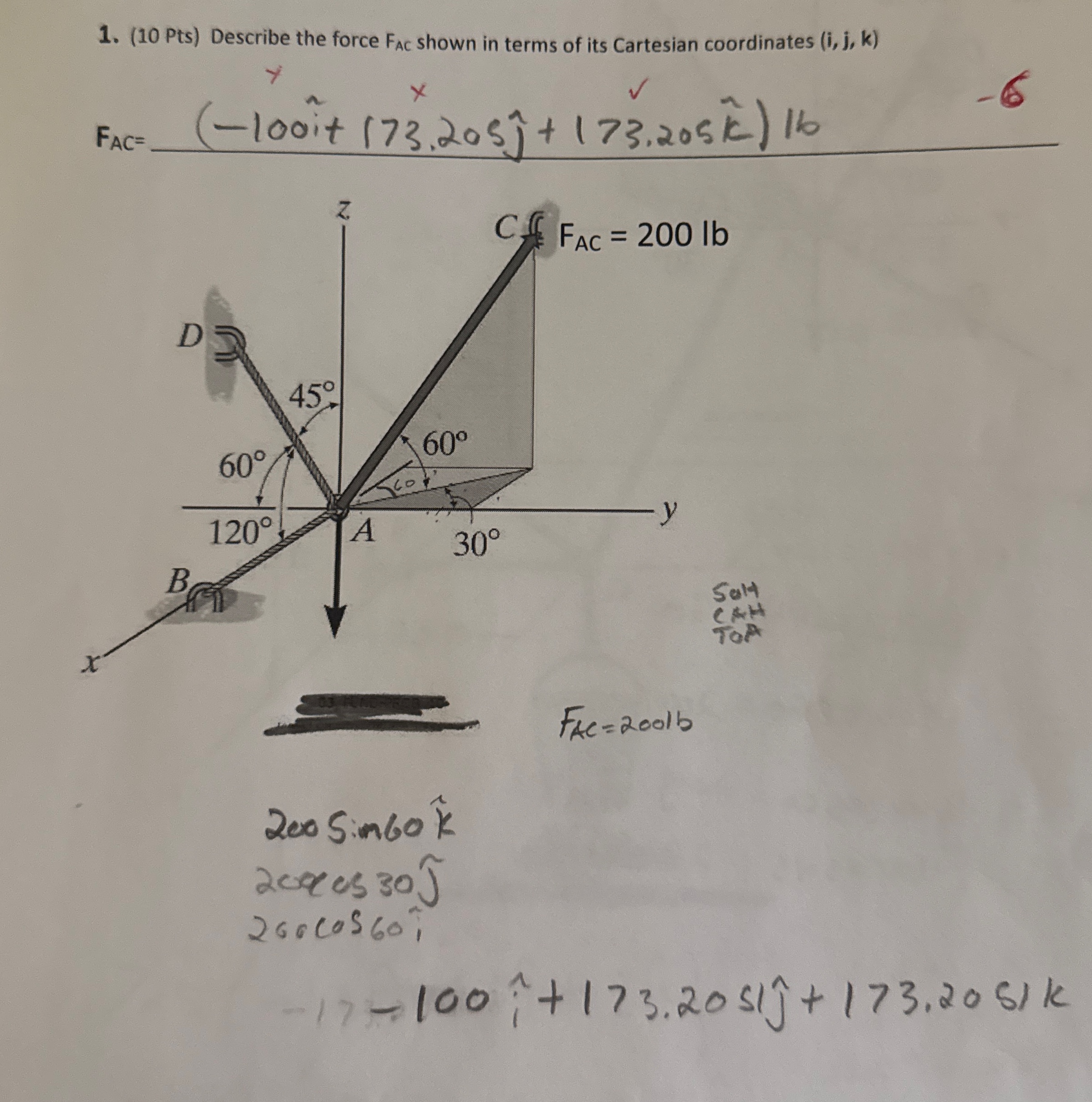 (10 ﻿Pts) ﻿Describe the force FAC ﻿shown in terms of | Chegg.com