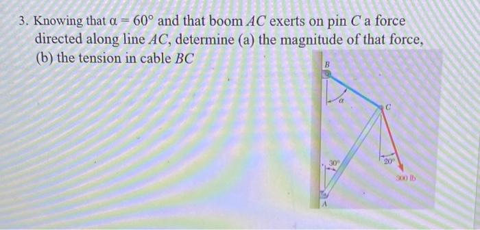Solved 3 Knowing That A 60° And That Boom Ac Exerts On