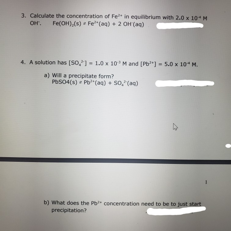 Solved 3. Calculate the concentration of Fe2+ in equilibrium | Chegg.com