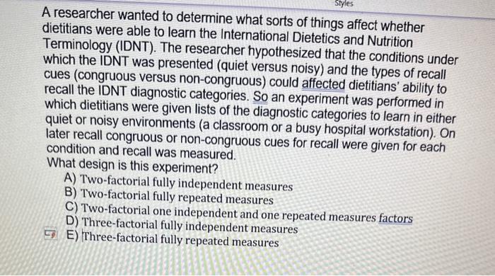 Solved A researcher wanted to determine what sorts of things | Chegg.com