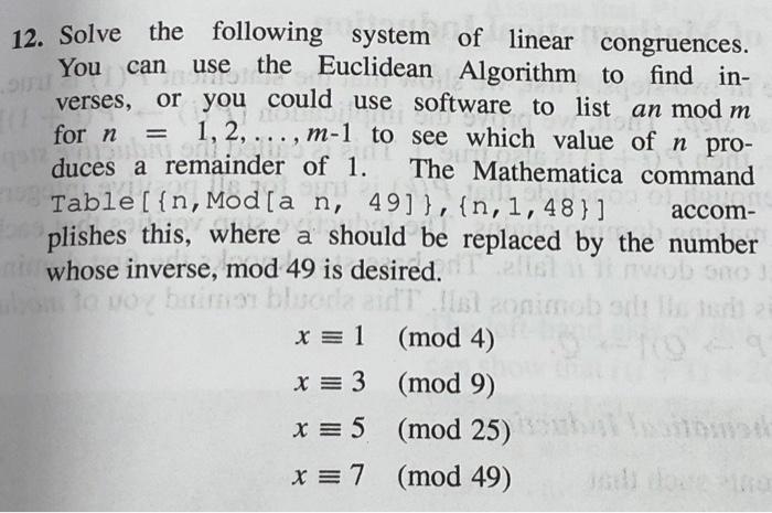 Solved 12. Solve the the following system of linear system | Chegg.com
