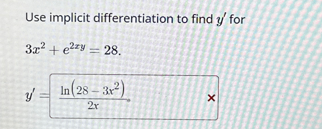 Solved Use implicit differentiation to find y' | Chegg.com