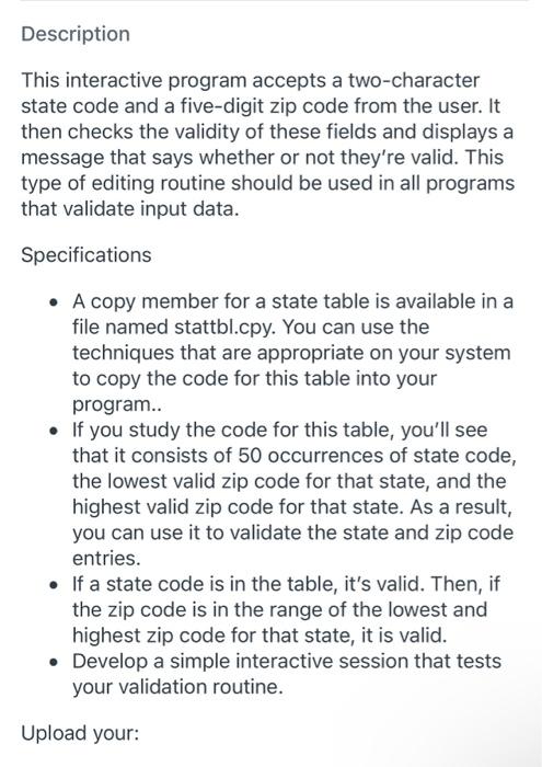 Solved Description This interactive program accepts a | Chegg.com