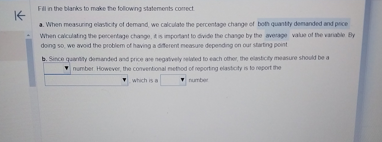 Solved Fill in the blanks to make the following statements | Chegg.com