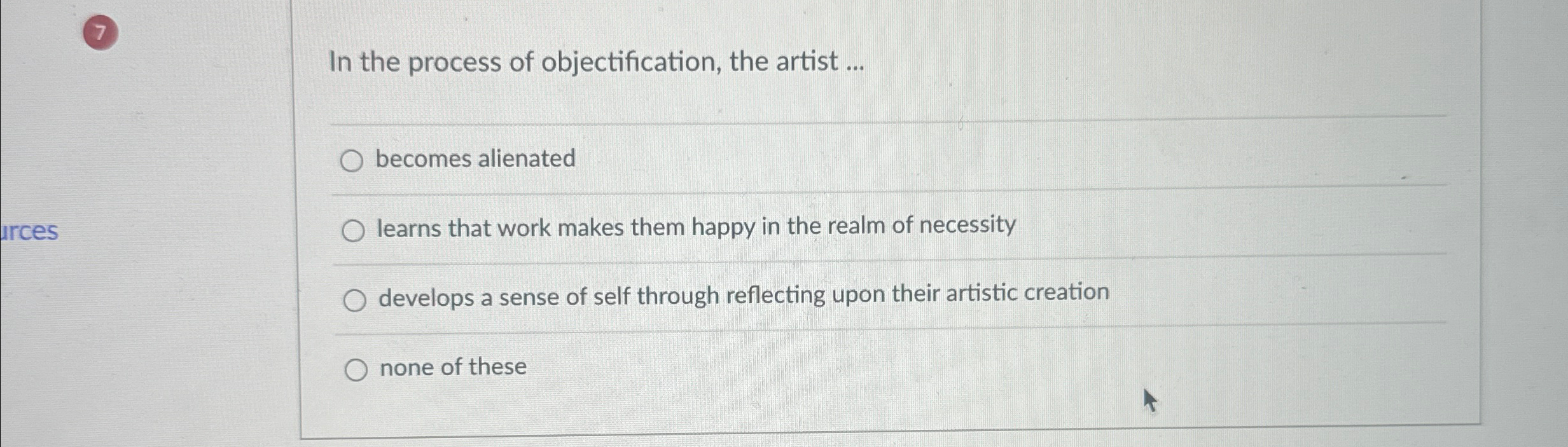 Solved In the process of objectification, the artist | Chegg.com
