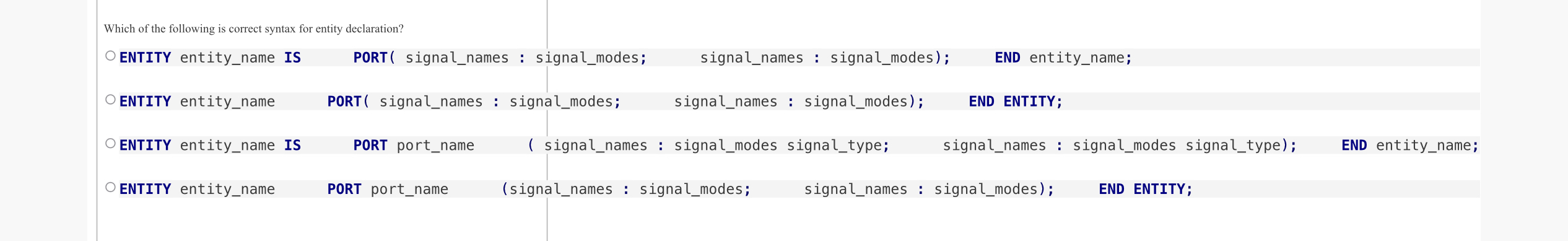 Solved Which Of The Following Is Correct Syntax For Entity
