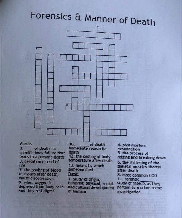 Solved Autopsy Vocabulary Forensics \& Manner of Death | Chegg.com