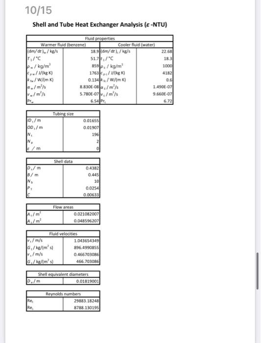 Double Pipe Heat Exchanger Analysis (LMTD)Overall | Chegg.com