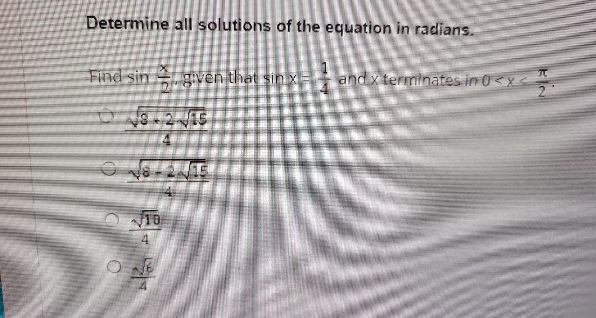Solved Determine all solutions of the equation in radians. | Chegg.com