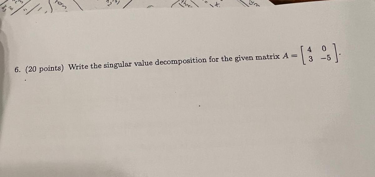 Solved (20 ﻿points) ﻿Write the singular value decomposition | Chegg.com