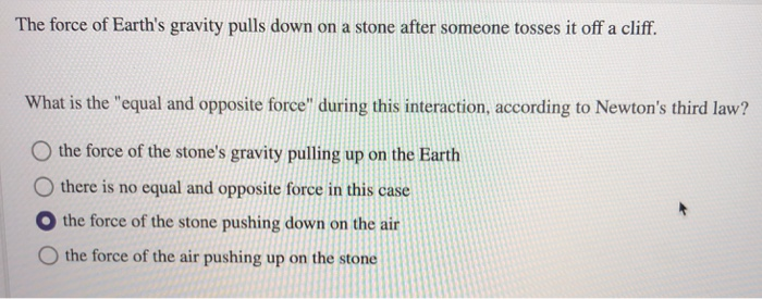 Solved The force of Earth's gravity pulls down on a stone | Chegg.com