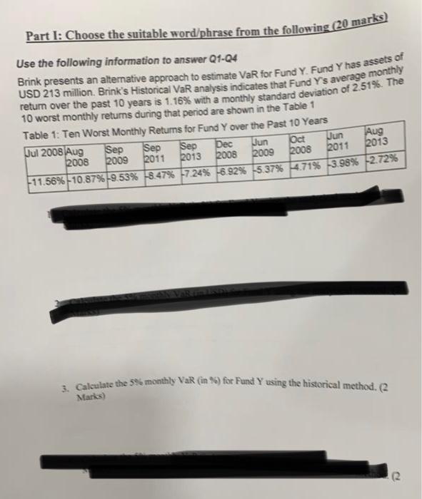 Solved Part I: Choose the suitable word/phrase from the | Chegg.com